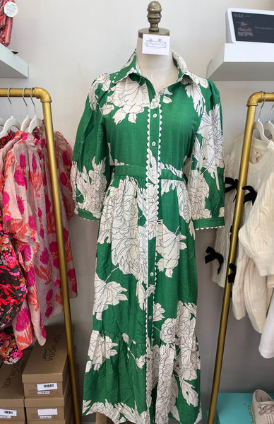 Hadley Green Floral Midi – Evangelene and Co.